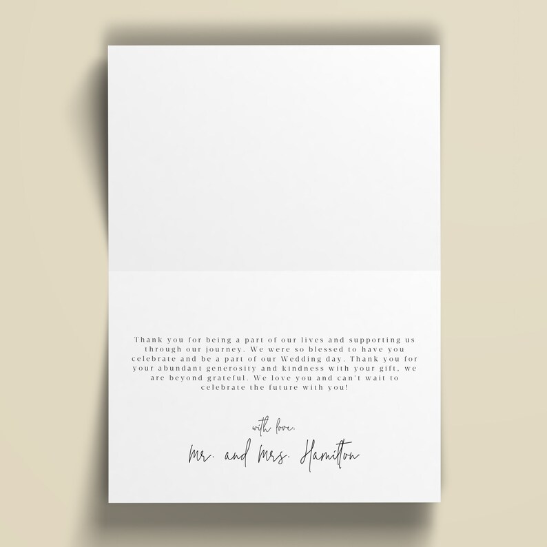 Modern Thank You Card Template Calligraphy Thank You Card Printable ...