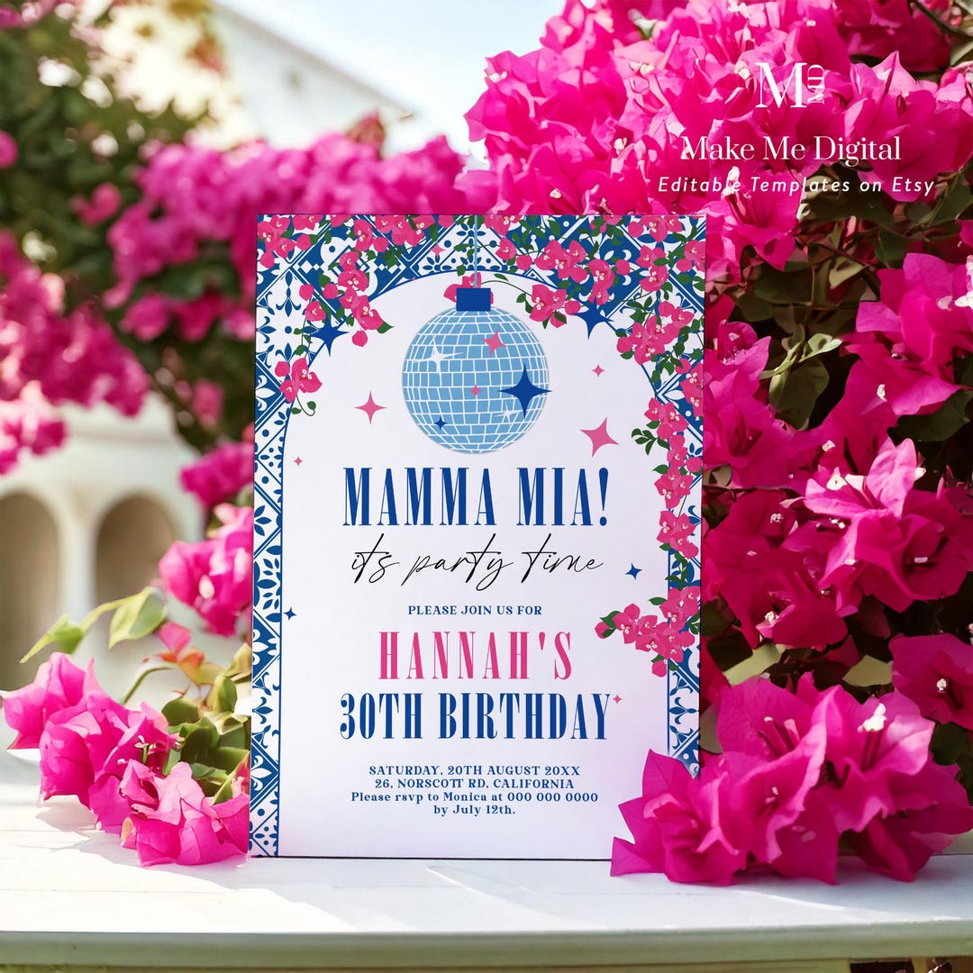 Mamma Mia Themed Birthday Invitation Template, 30th Birthday Invite ...