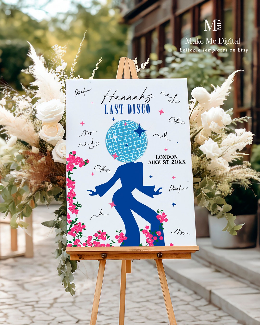 Guest Book Dancing Queen Hen Party Sign, Greek Mamma Hen Do Easel Sign ...