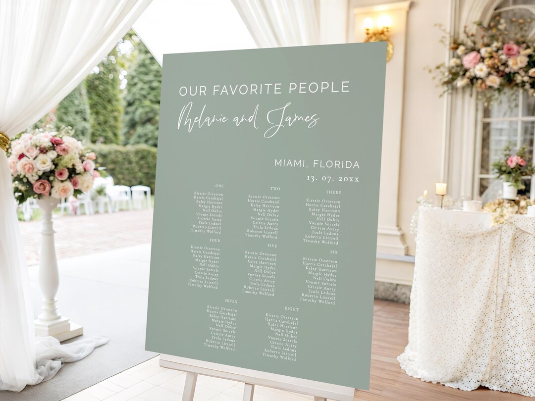 Sage Blue Wedding Seating Chart Sign, Bohemian Sage Seating Plan Sign ...
