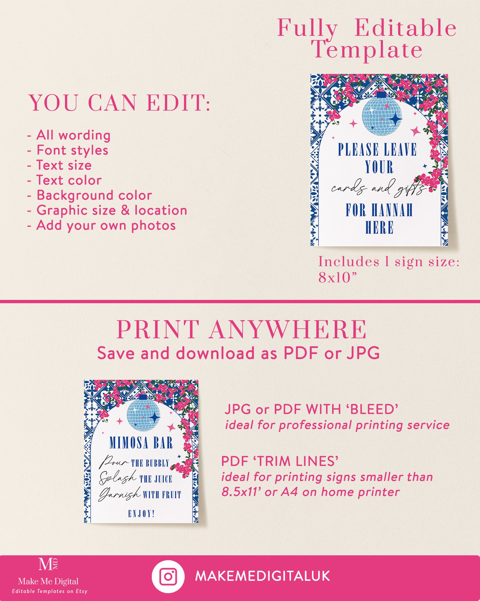 Mimosa Bar Sign Dancing Queen Hen Party, Greek Mamma Bridal Shower ...