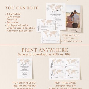 World Map Destination Wedding Invitation, Rustic Wedding Invitation ...