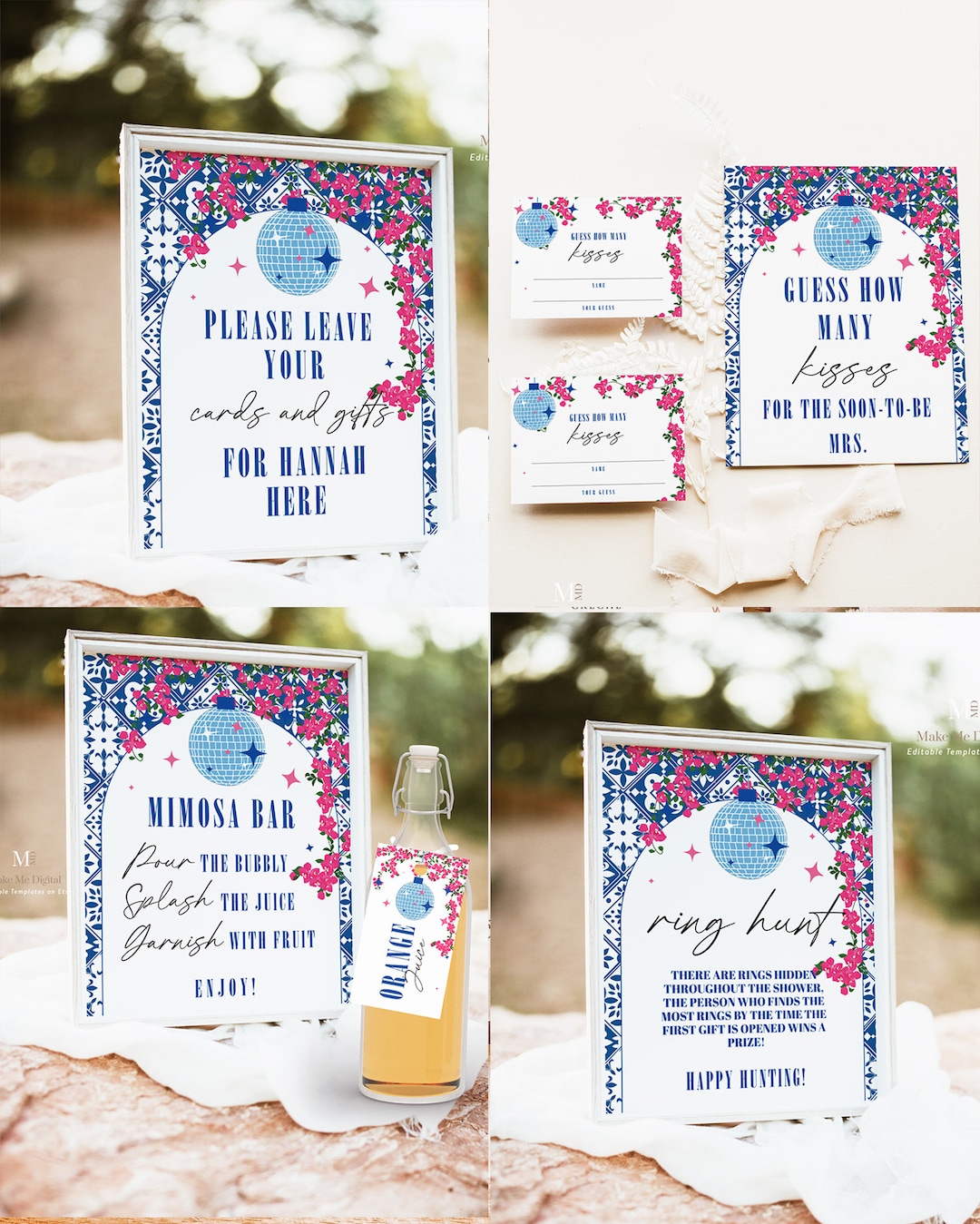 Dancing Queen Hen Party Sign Bundle, Greek Mamma Bridal Shower Table ...