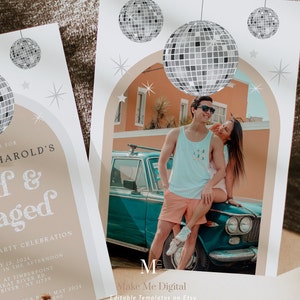 Disco Ball Diva Engagement Party Invitation, Silver Glitter Festival Engagement Invitation ...