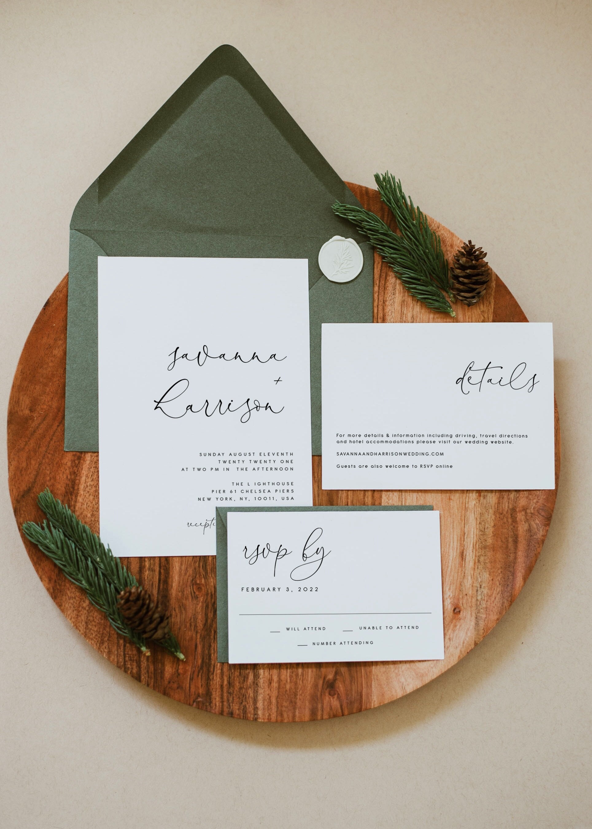 Contemporary Wedding Invitation Set of 3 Modern Wedding Rsvp - Etsy UK