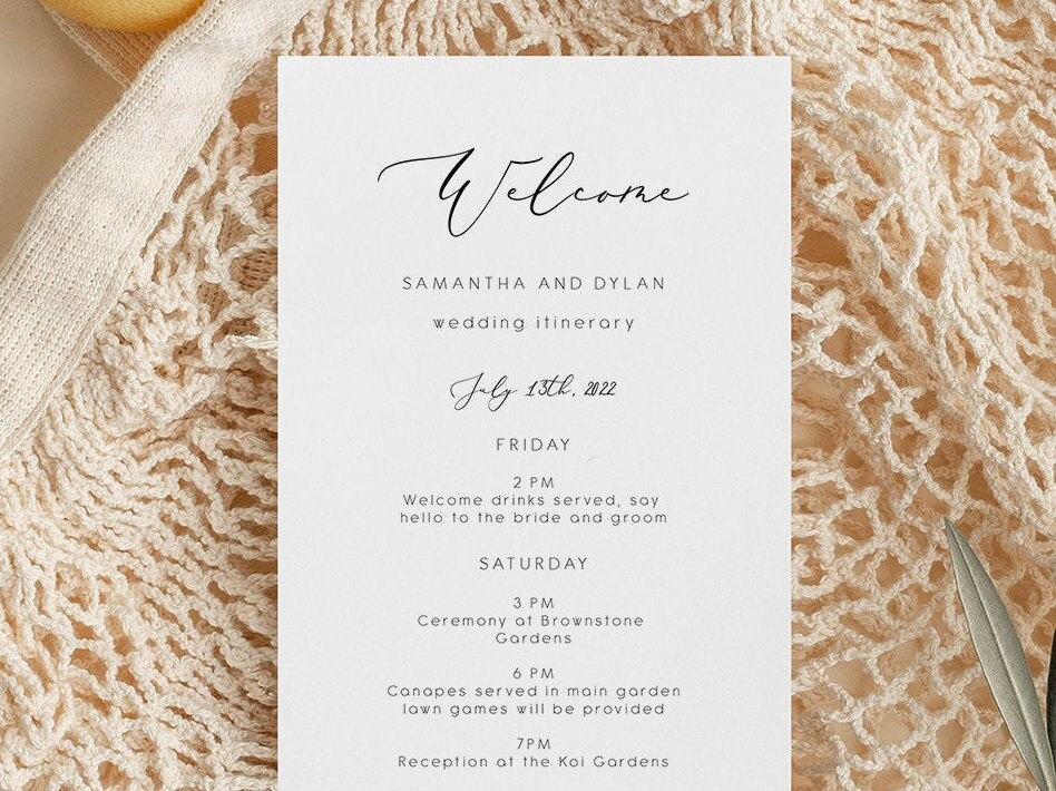 Elegant Wedding Welcome Letter Template Welcome Letter | Etsy
