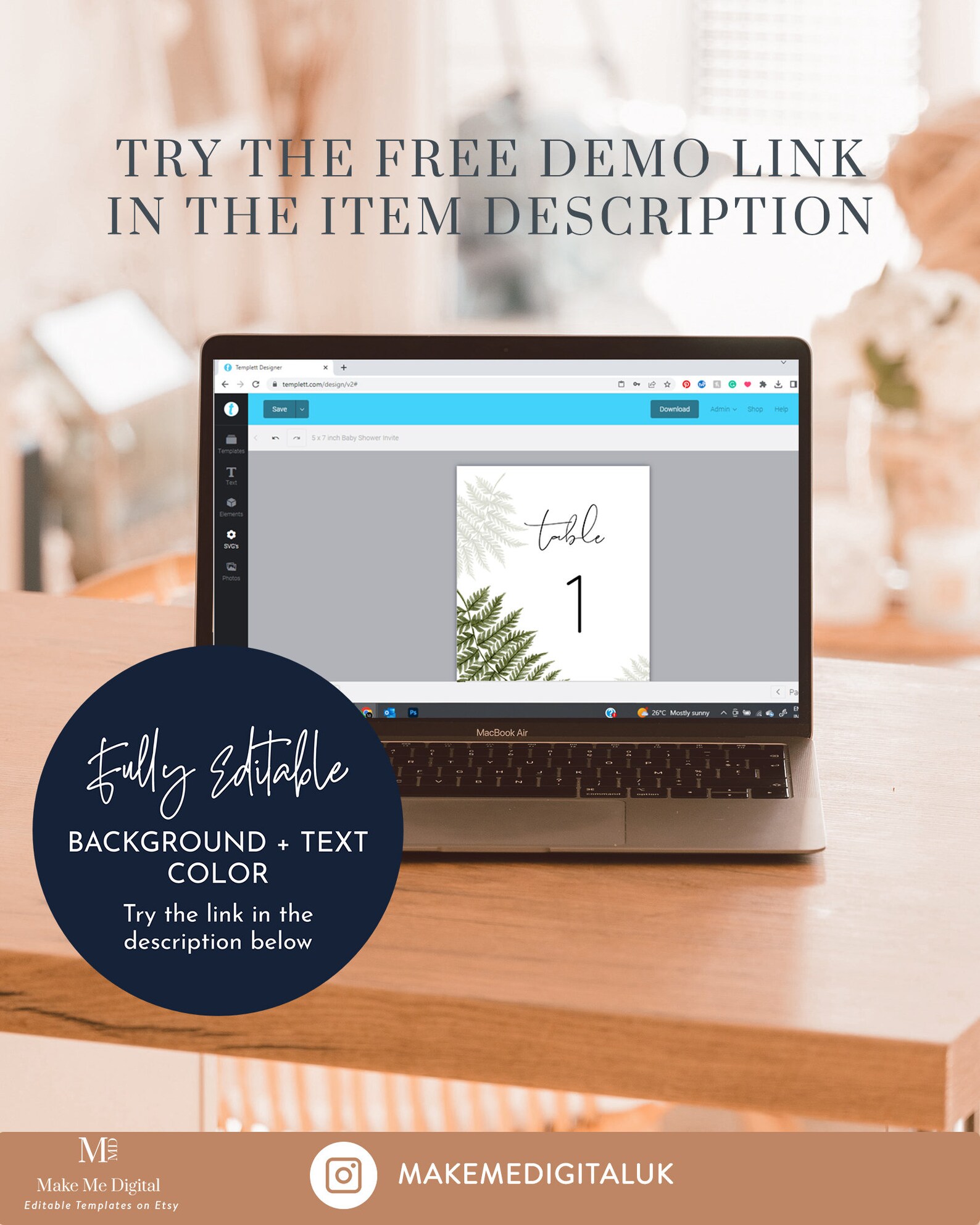 Fern Wedding Menu Template | Editable Fern Wedding Menu | Printable ...