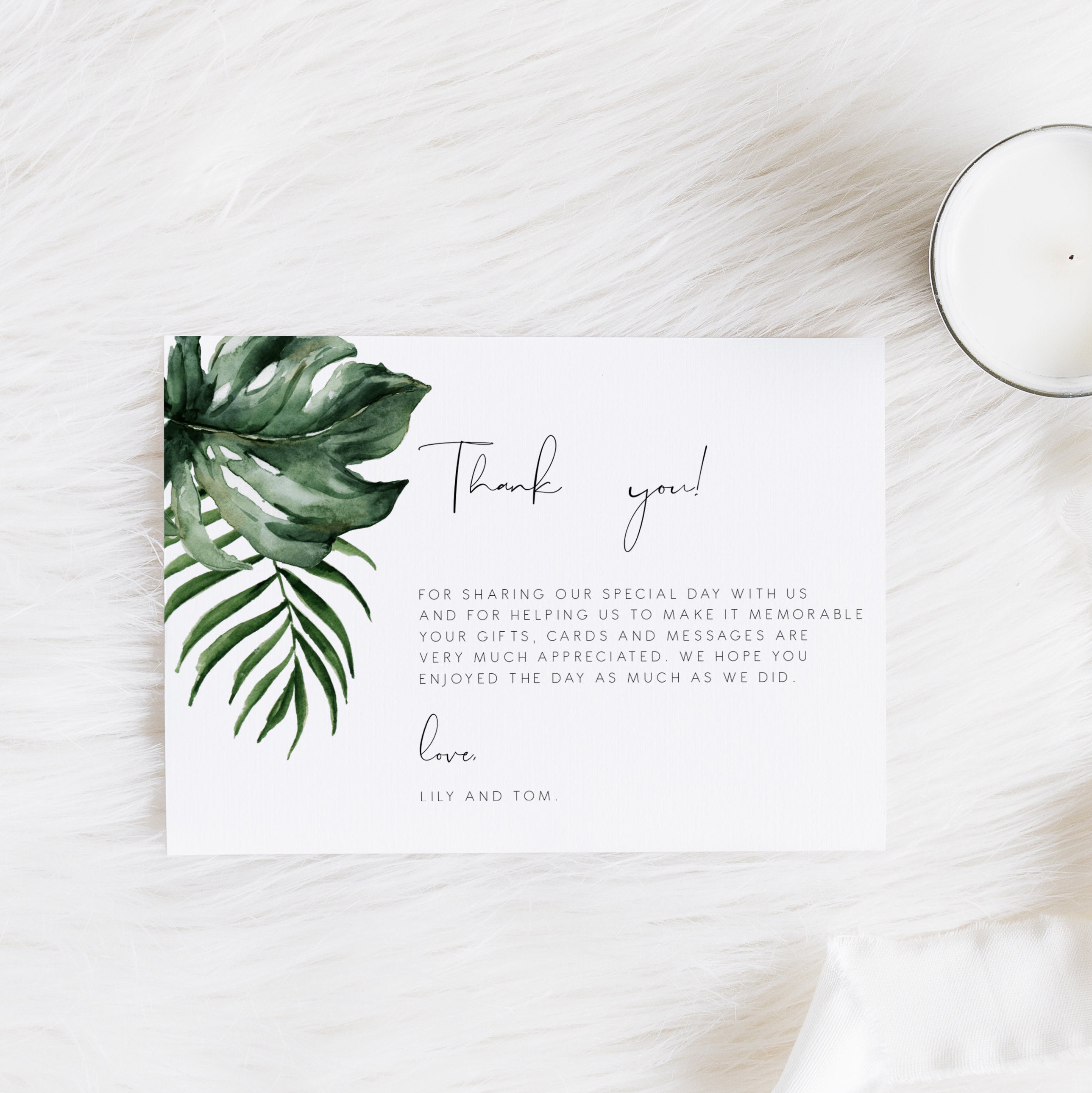 Personalised Tropical Thank You Card Template Thank You Card | Etsy