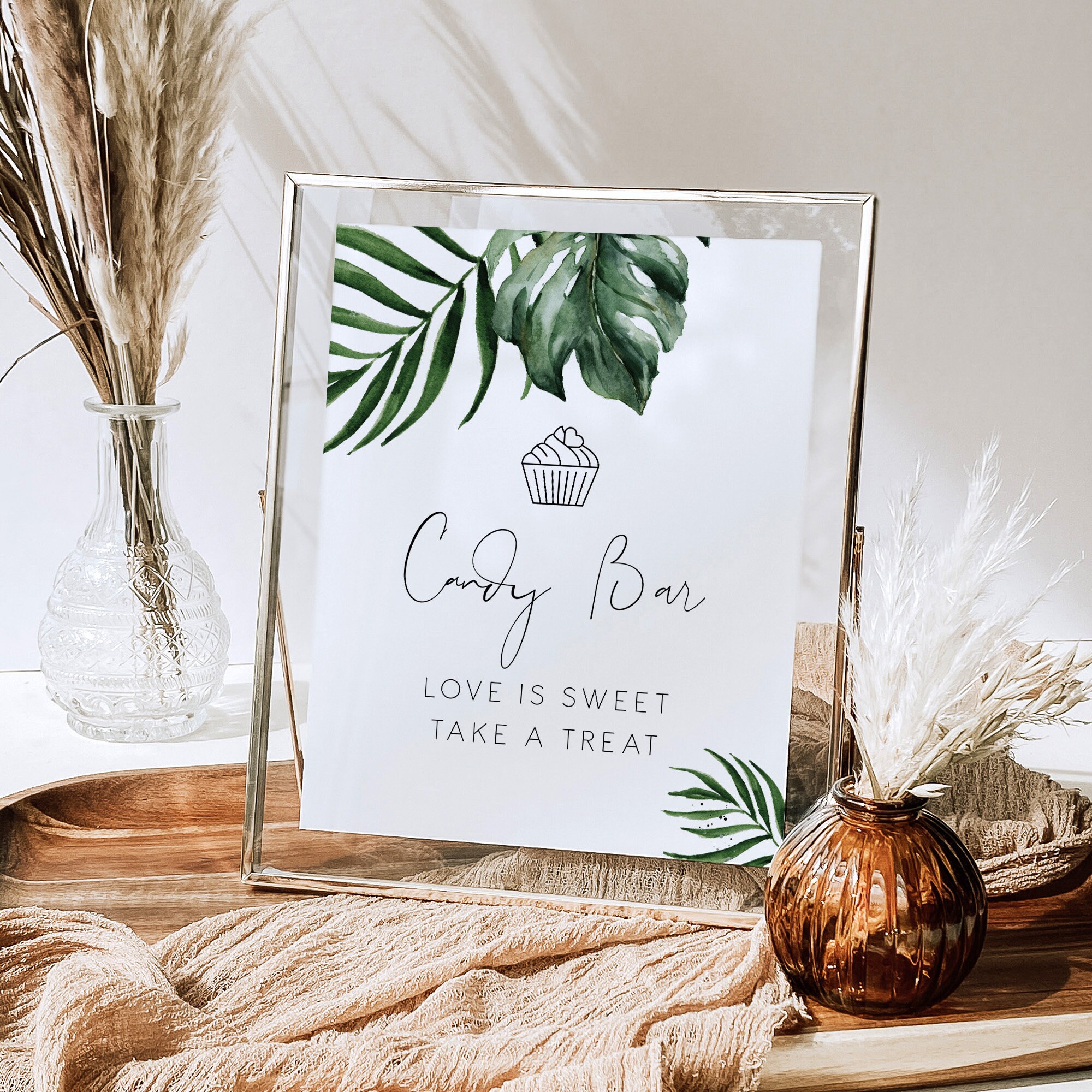 Tropical Candy Bar Table Sign Printable Modern Monstera Candy - Etsy UK