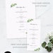 Greenery Wedding Menu, Menu Template, Green Leaf Printable Wedding Menu ...