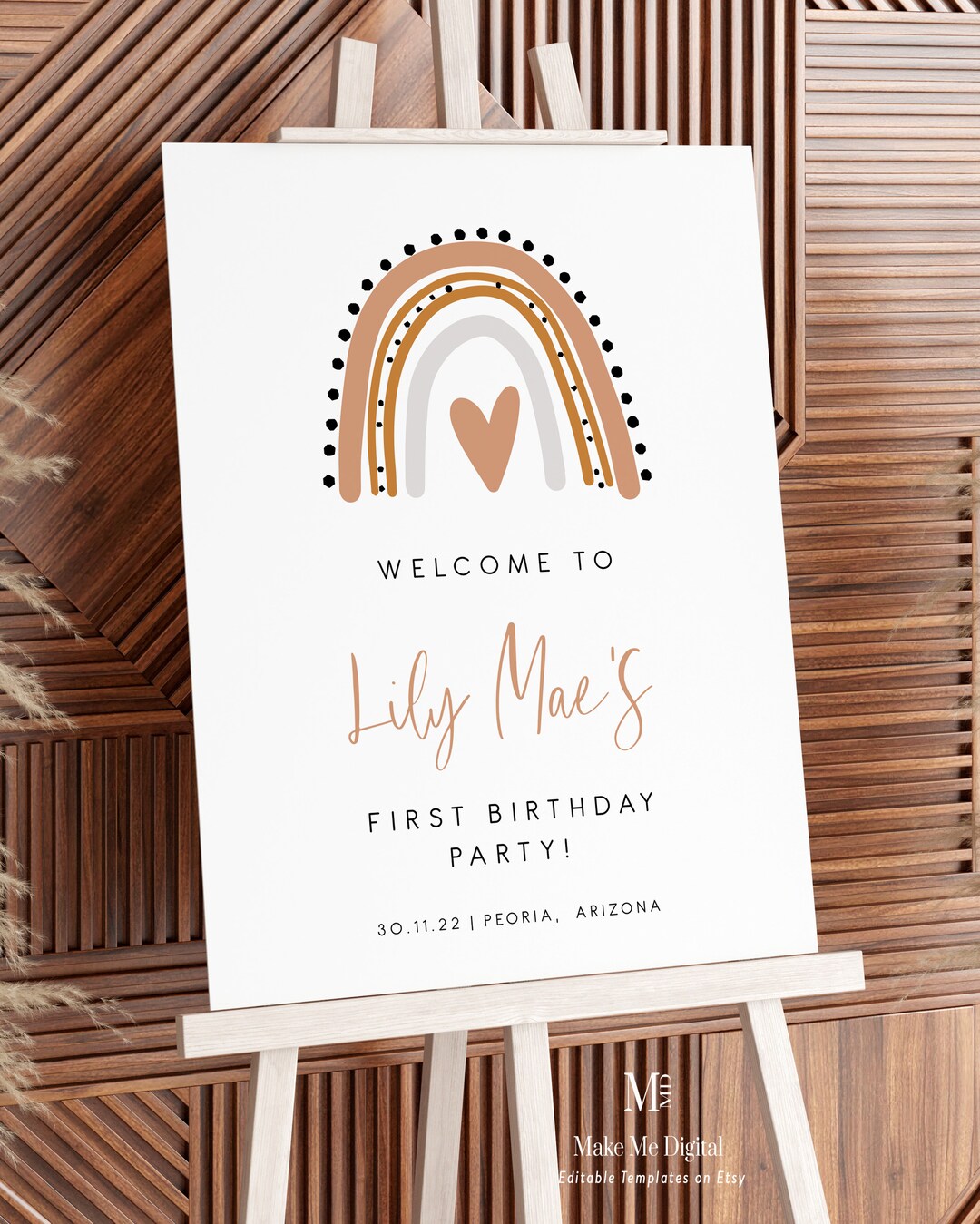 Boho Rainbow First Birthday Welcome Sign, Bohemian Rainbow Welcome Sign ...