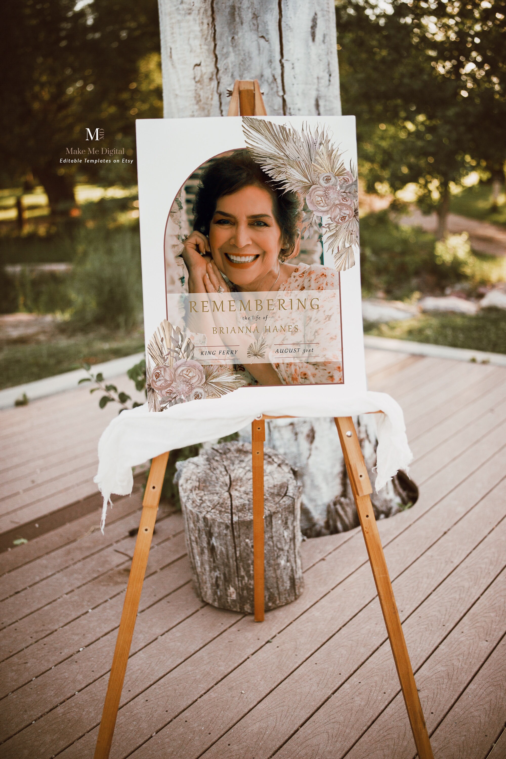 Dried Floral Desert Funeral Welcome Sign, Bohemian Celebration of Life ...