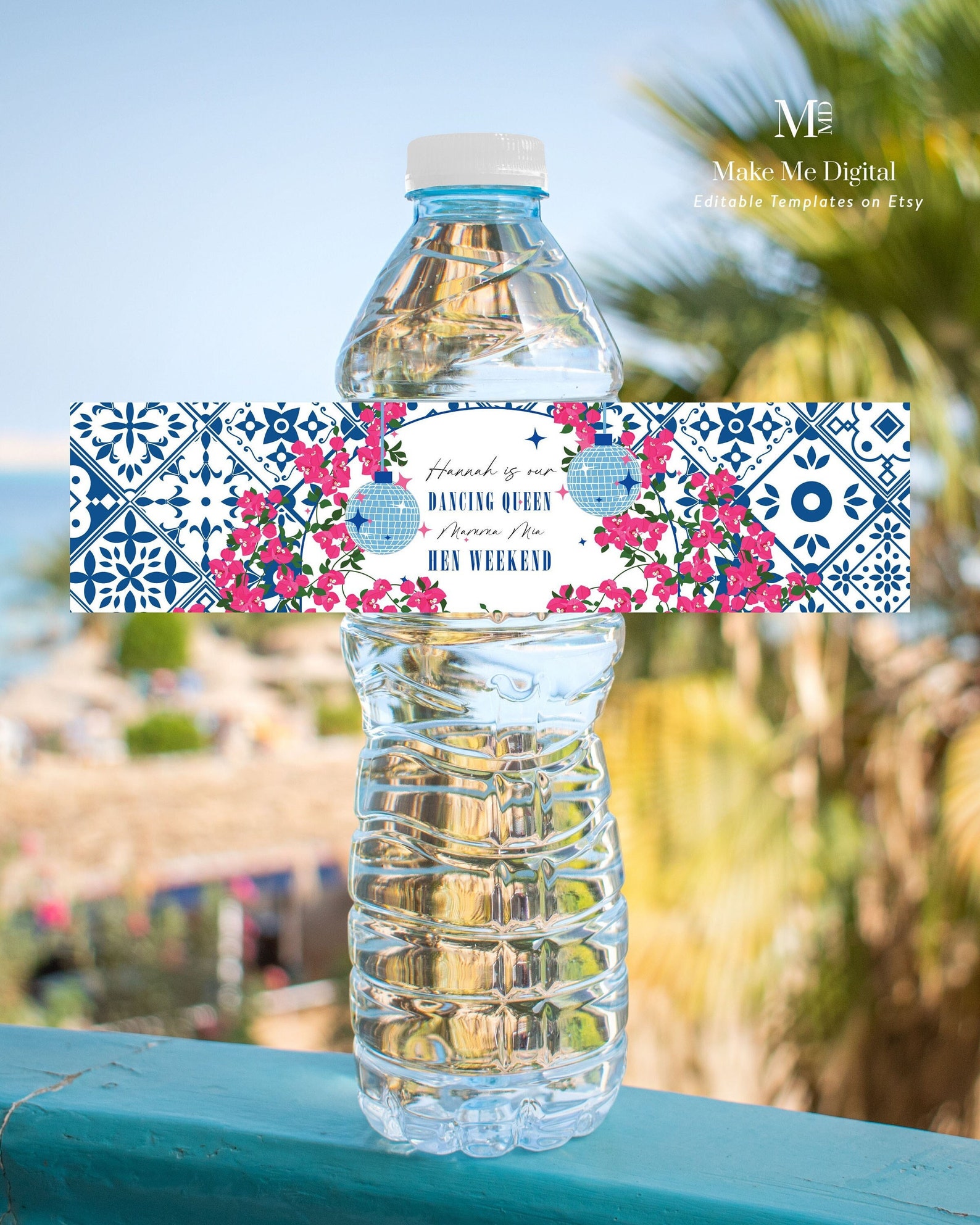 Dancing Queen Hen Party Water Bottle Label, Greek Mamma Printable ...