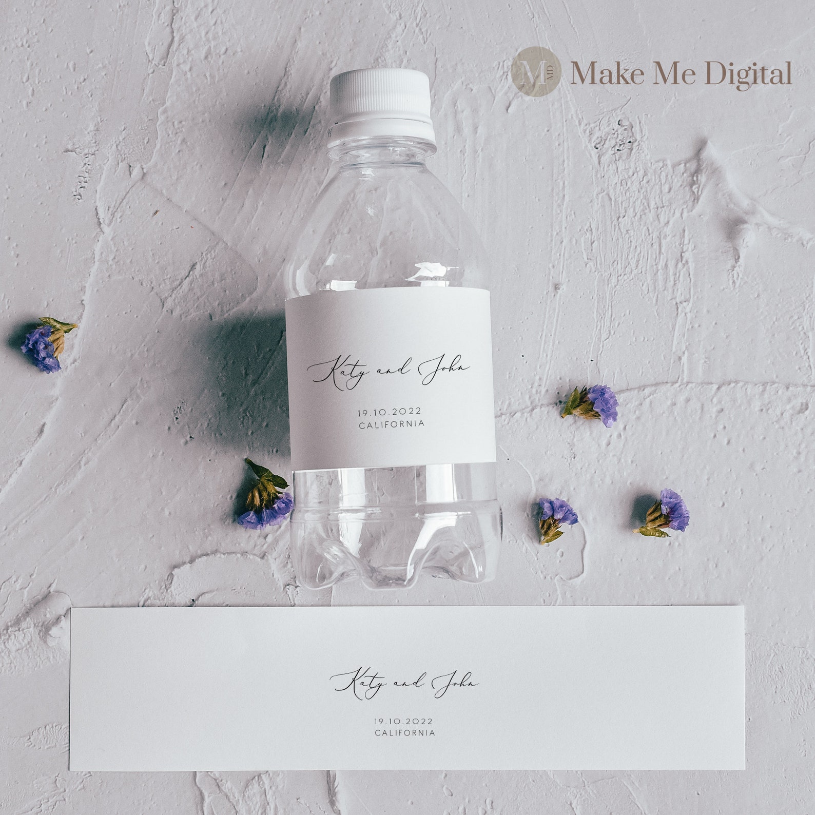 Elegant Calligraphy Water Bottle Label Modern Wedding Water - Etsy