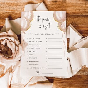 Pink Balloon Baby Shower Game Set, Delicate Blush Baby Shower Games ...