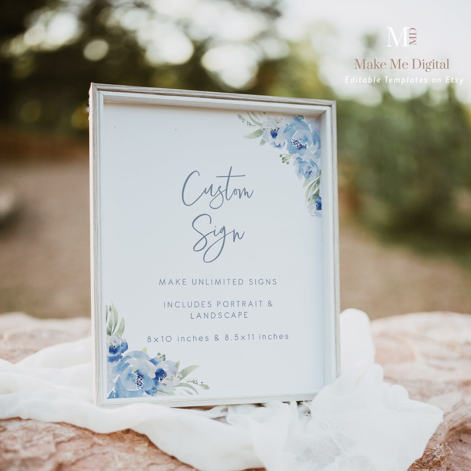 Pastel Blue Wedding Custom Signs Rustic Floral Wedding | Etsy