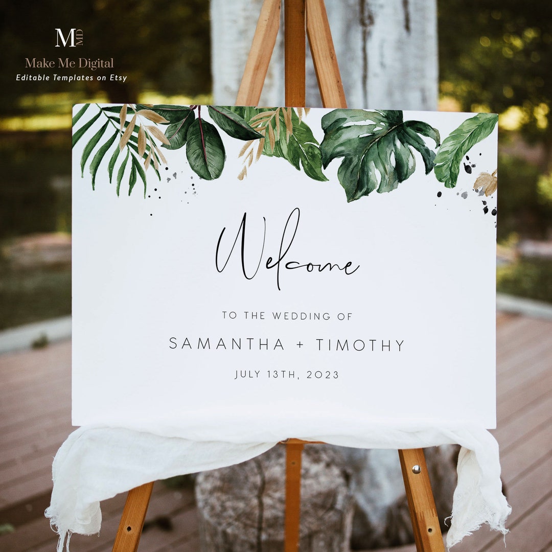 Editable Tropical Welcome Sign Template Wedding Welcome Sign - Etsy