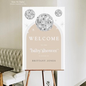 Disco Ball Diva Baby Shower Welcome Sign, Silver Glitter Festival Disco ...