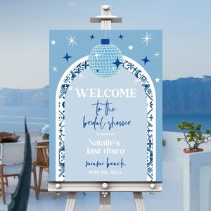 Blue Tile Mamma Mia Hen Party Welcome Sign, Santorini Hen Sign ...