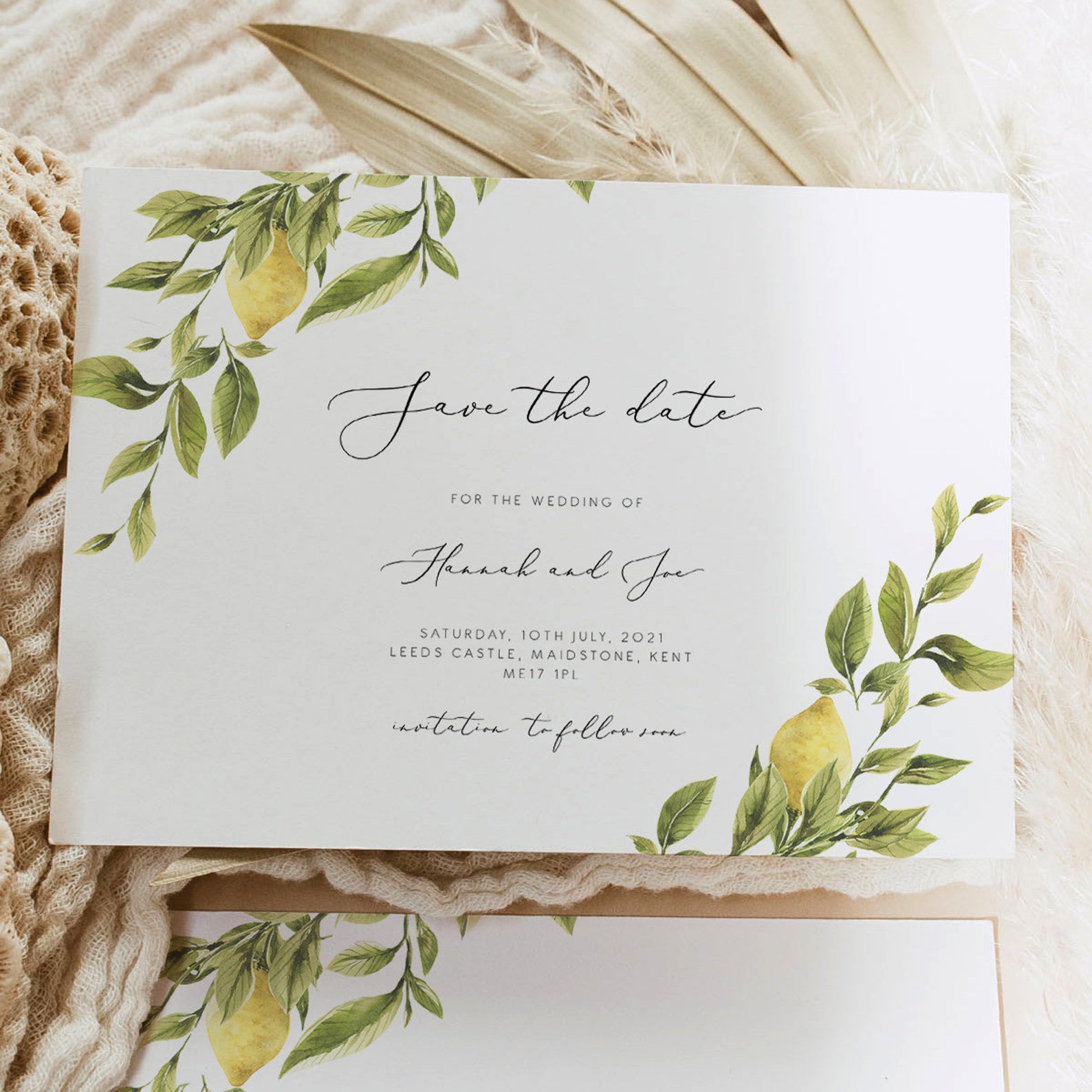 Lemon Save the Date Invitation Template Wedding Save the Date Printable ...