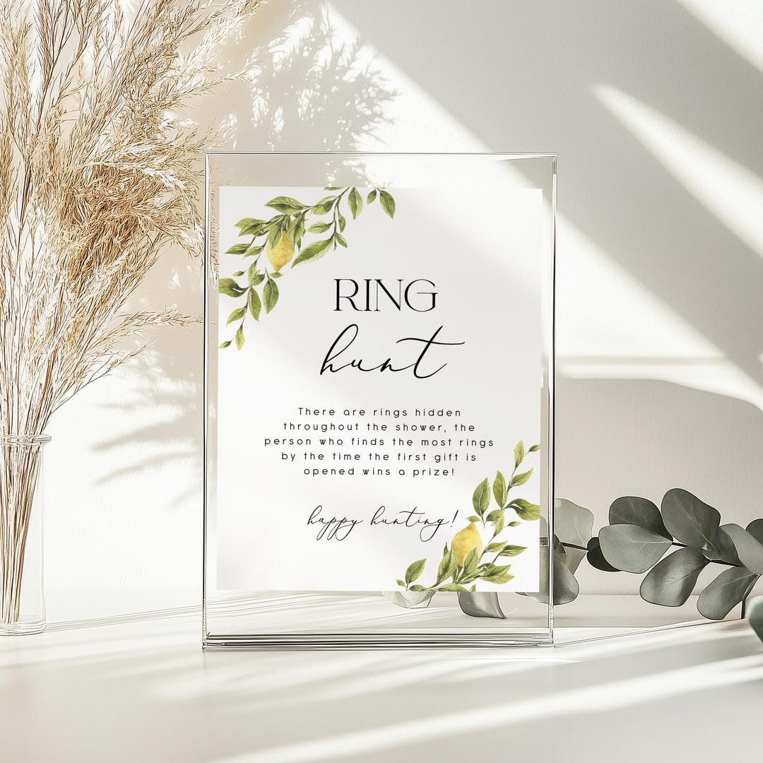 Lemon Ring Hunt Sign | Bridal Shower Game (digital Download) - Etsy