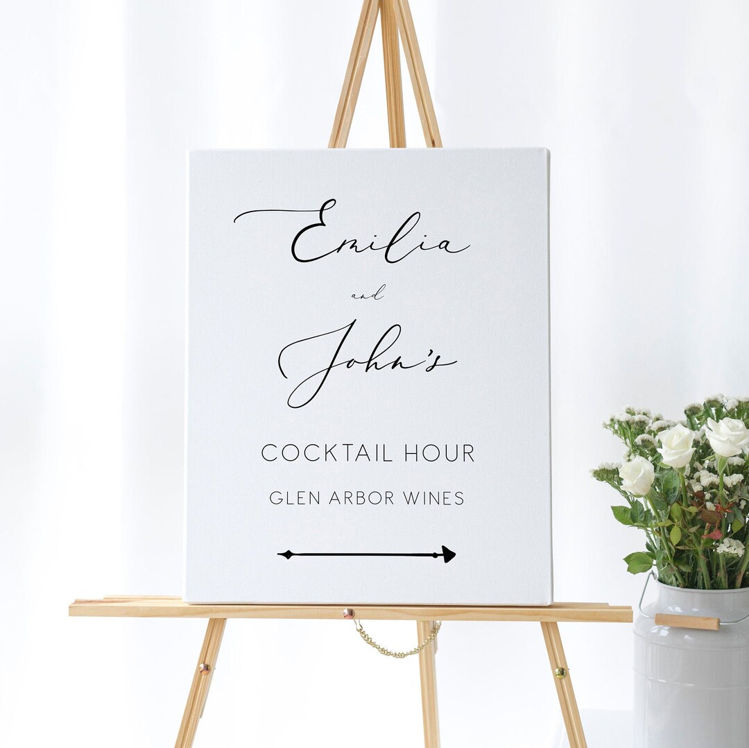Editable Cocktail Hour Sign Template, Wedding Drinks Sign Printable ...