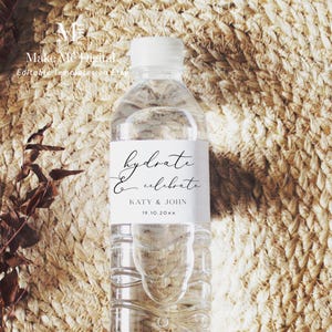 Elegant Calligraphy Water Bottle Label, Modern Wedding Water Bottle ...