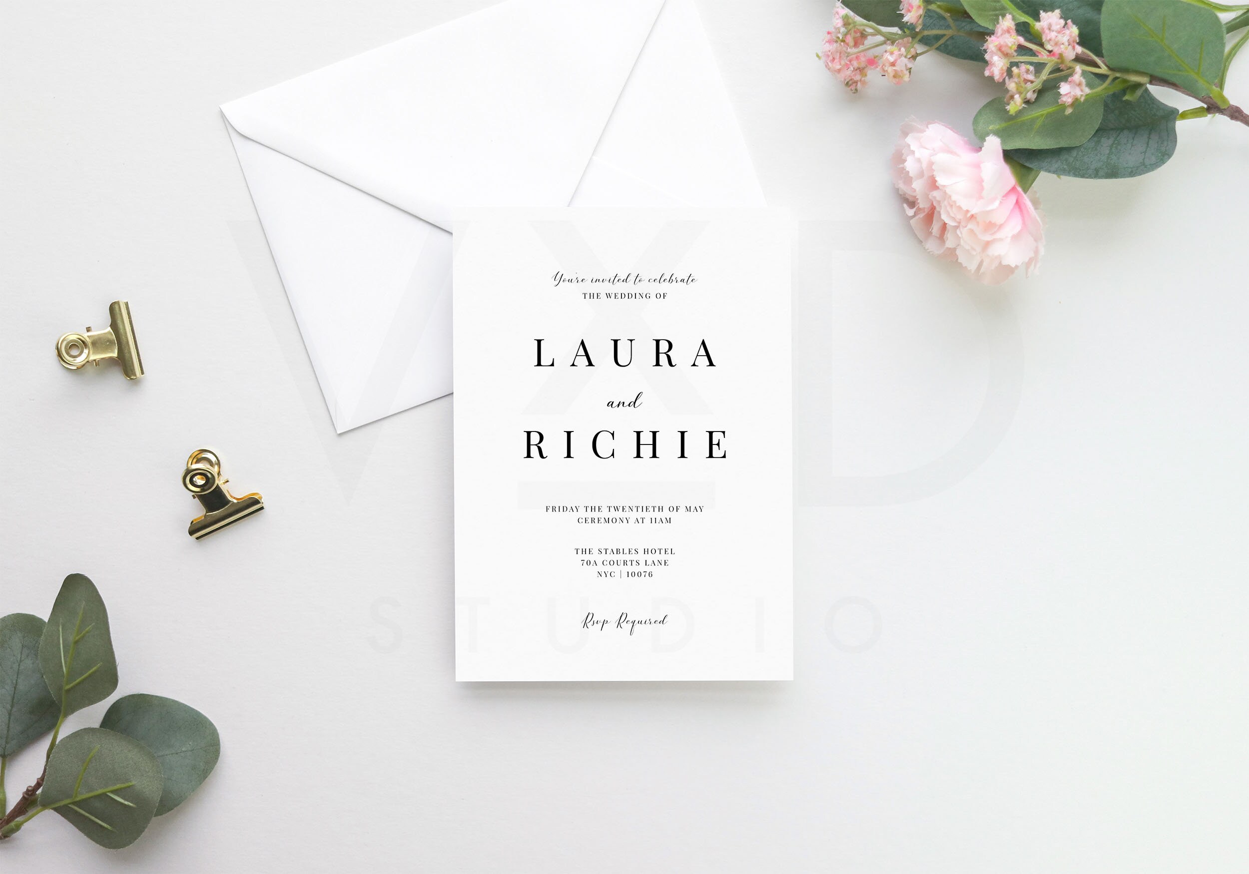 Invitation Mockup, Wedding Invite Mock Up, 5x7 Card Mockup, Blank Card ...