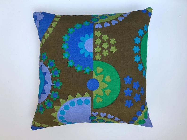 Vintage Jonelle Cushion Cover in Frolic Design Brown Green - Etsy