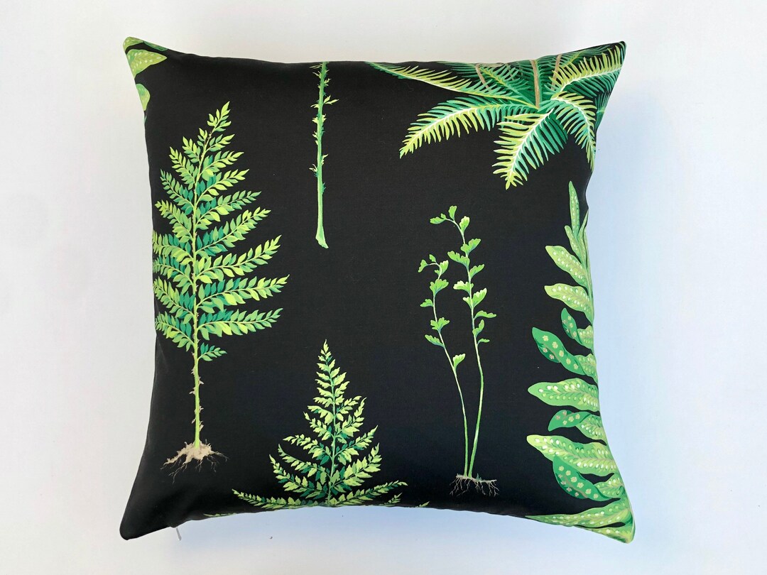 Sanderson Fernery Cushion Cover in Botanical Green/charcoal, Fern Print ...