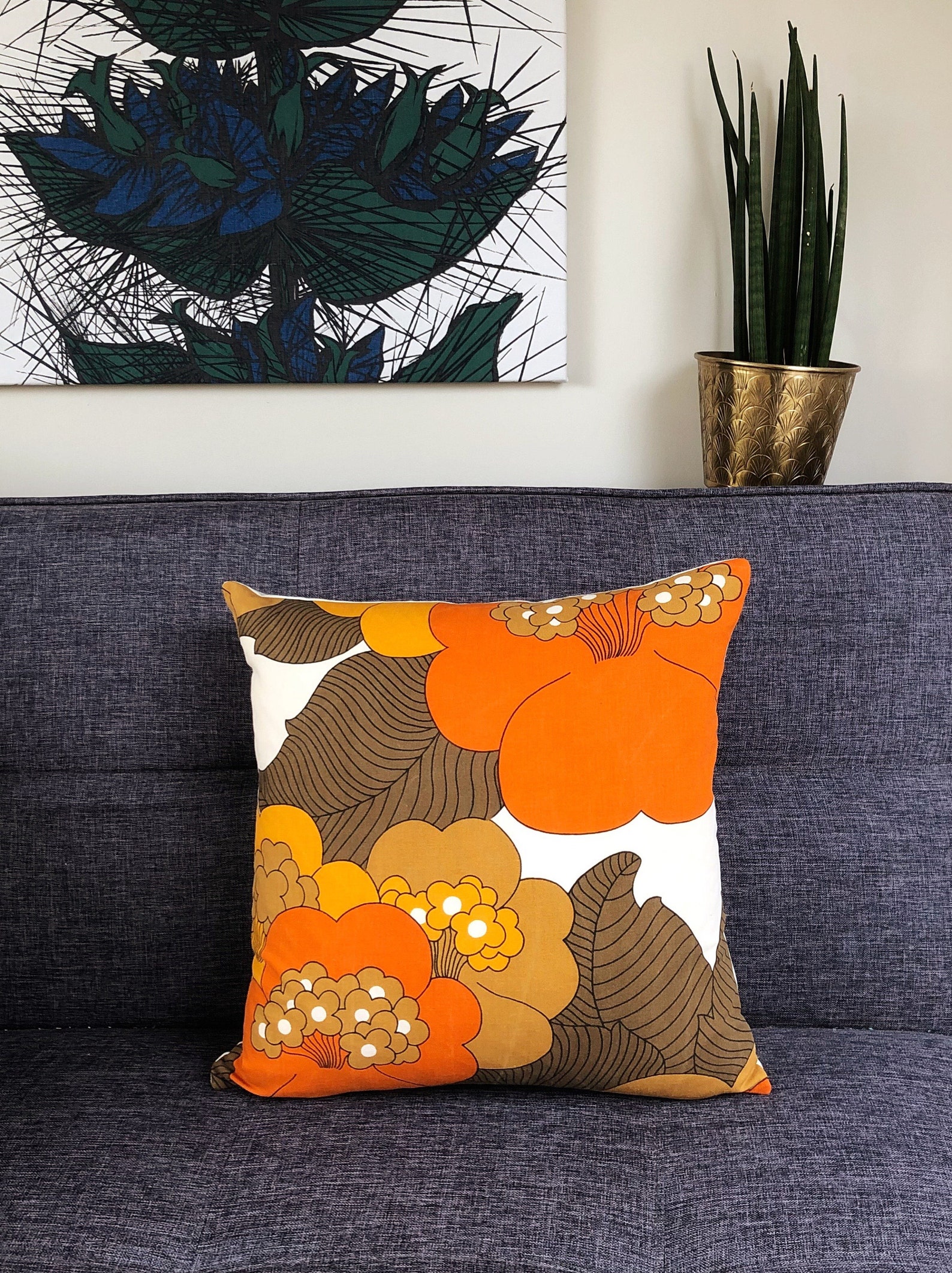 Vintage Genia Sapper Giselle Cushion Cover Orange Yellow - Etsy