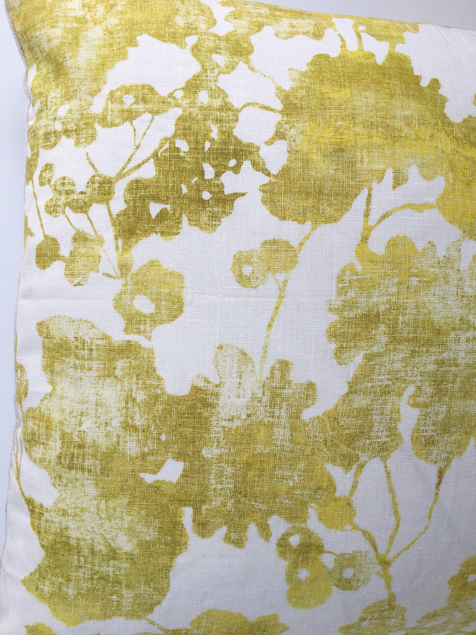 Romo Esme Yellow Floral Linen Cushion Cover Foliage Flowers - Etsy