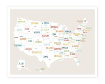 Printable United States Map Digital Download Map Travel Map | Etsy