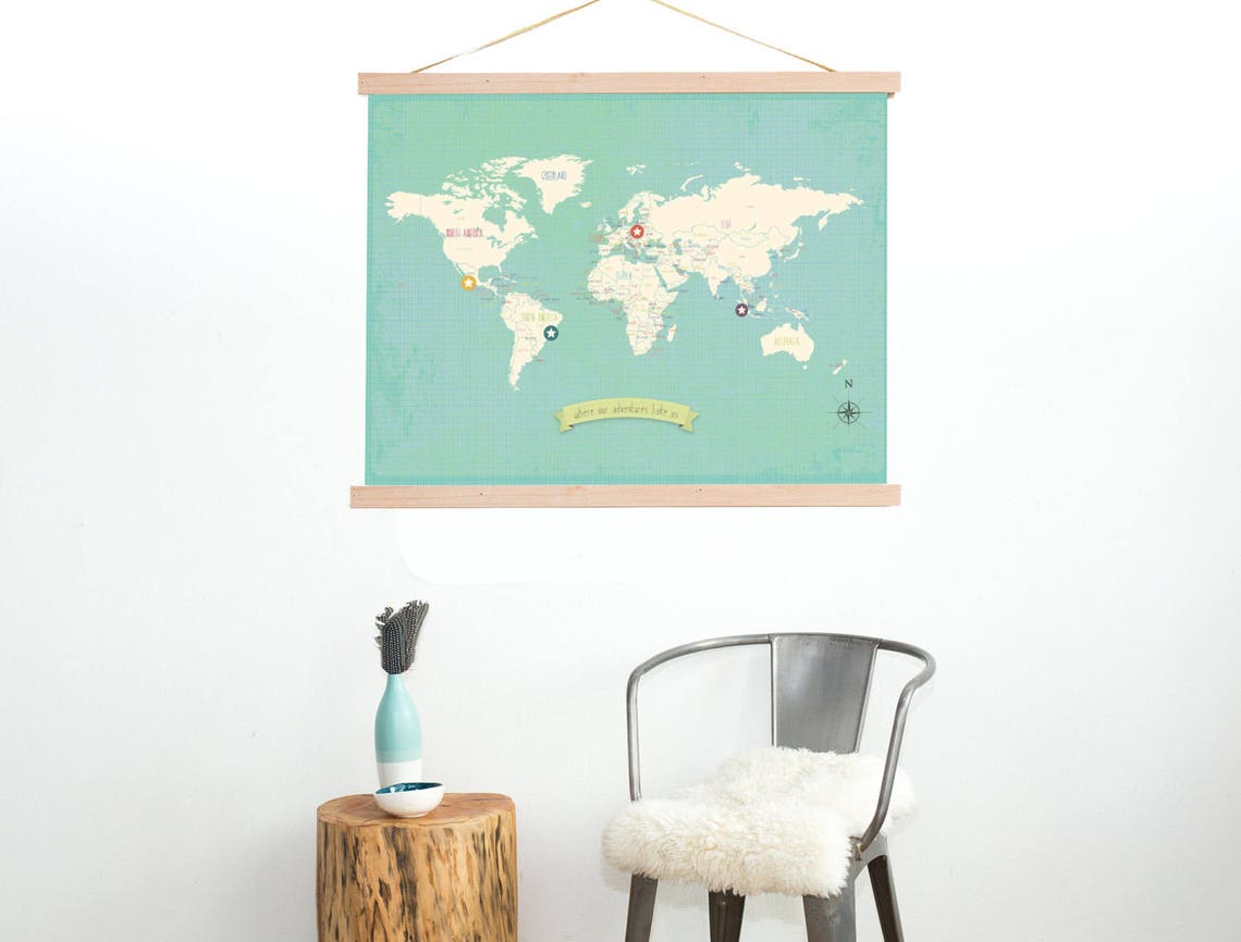 World Map Wall Art My Travels Personalized World Map Print | Etsy