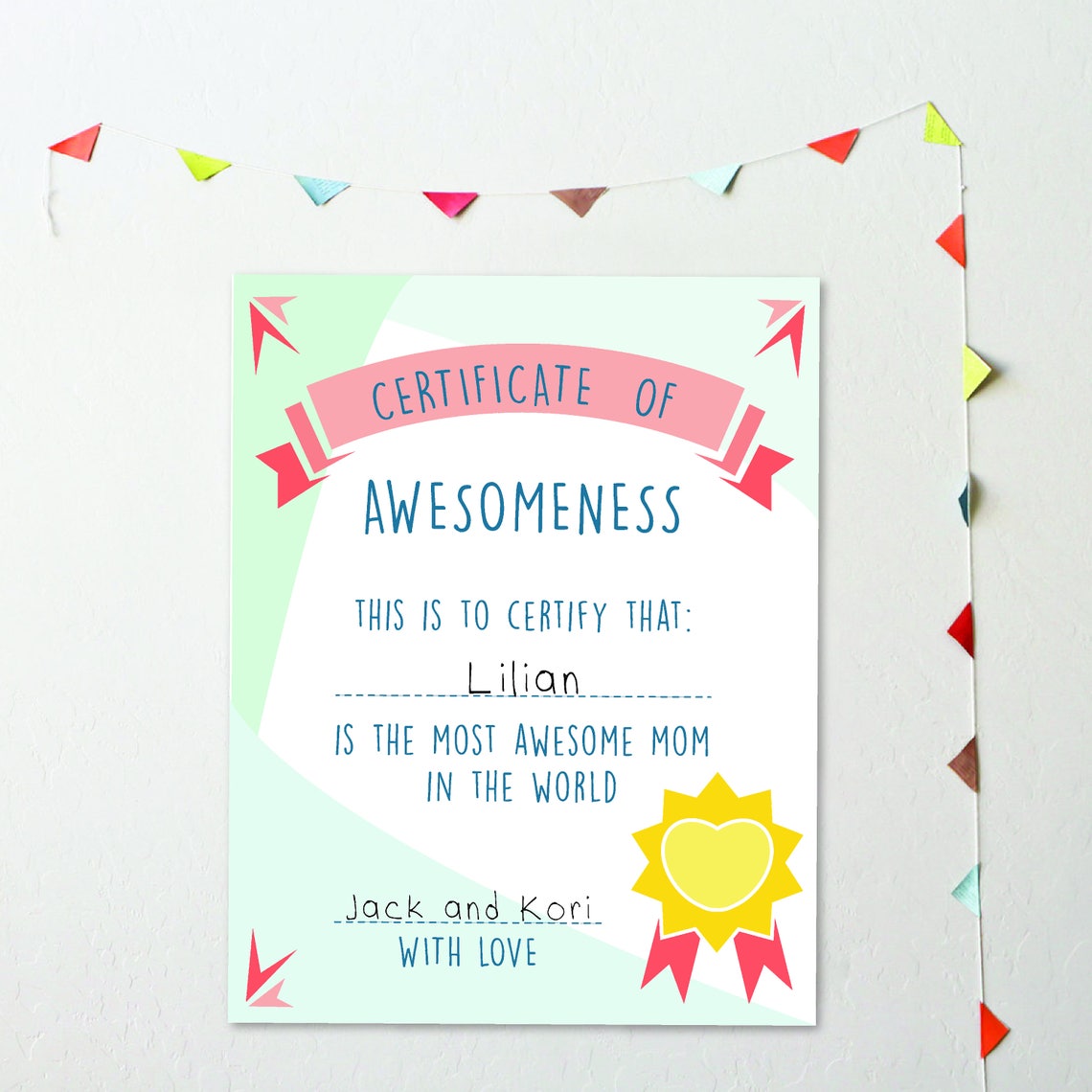 Certificate of Awesomeness, Best Mom Certificate, Personalized Card for ...