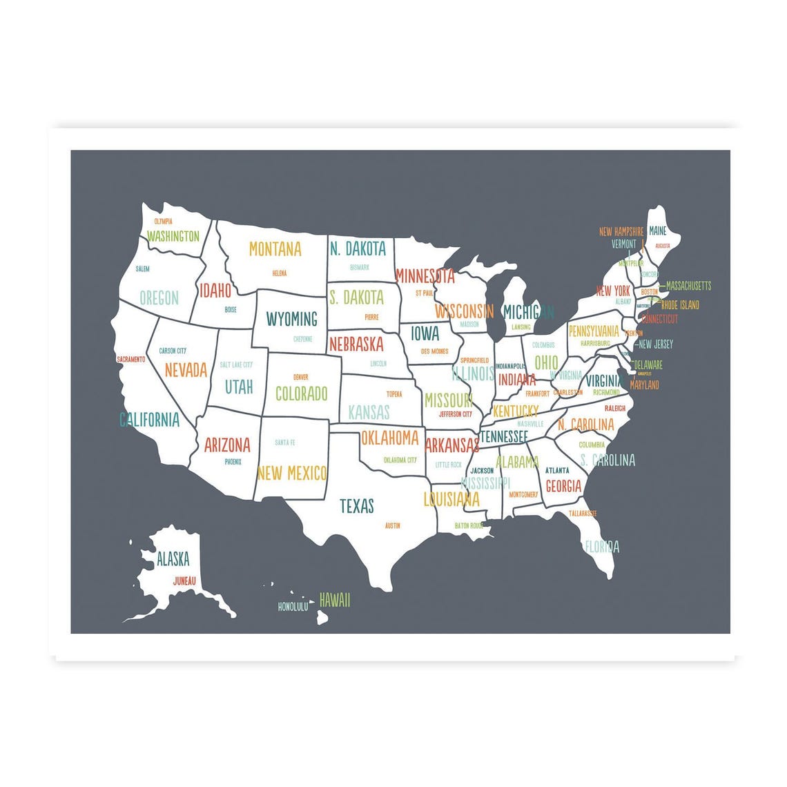 United States Map, Digital Download Map, Travel Map, Usa Map Kids, Map ...