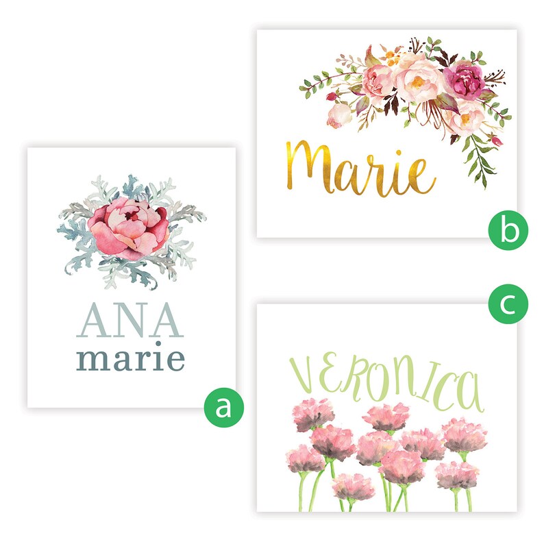 Name Art Nursery, Baby Name Art, Baby Floral Name, Custom Baby Name Art ...