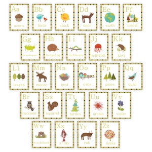 Animal Alphabet Card Set, Nursery Wall Cards, Animal Alphabet Flash ...