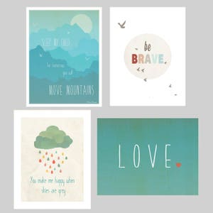 Be Happy Mini Print Collection, 5x7, Wall Cards, Inspirational Art, Kid ...