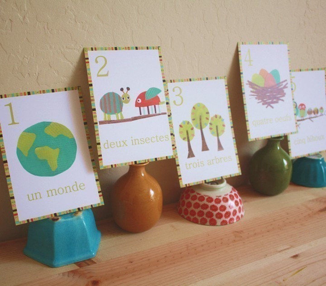 Counting Cards in French, Number Children Wall Cards, Nature Themed ...