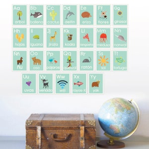 Spanish Alphabet Flash Cards, Abc Spanish Prints, Spanish Nursery Decor ...