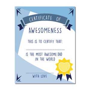 Dad Award Certificate, Best Dad Award, Father's Day Sign, Best Dad ...