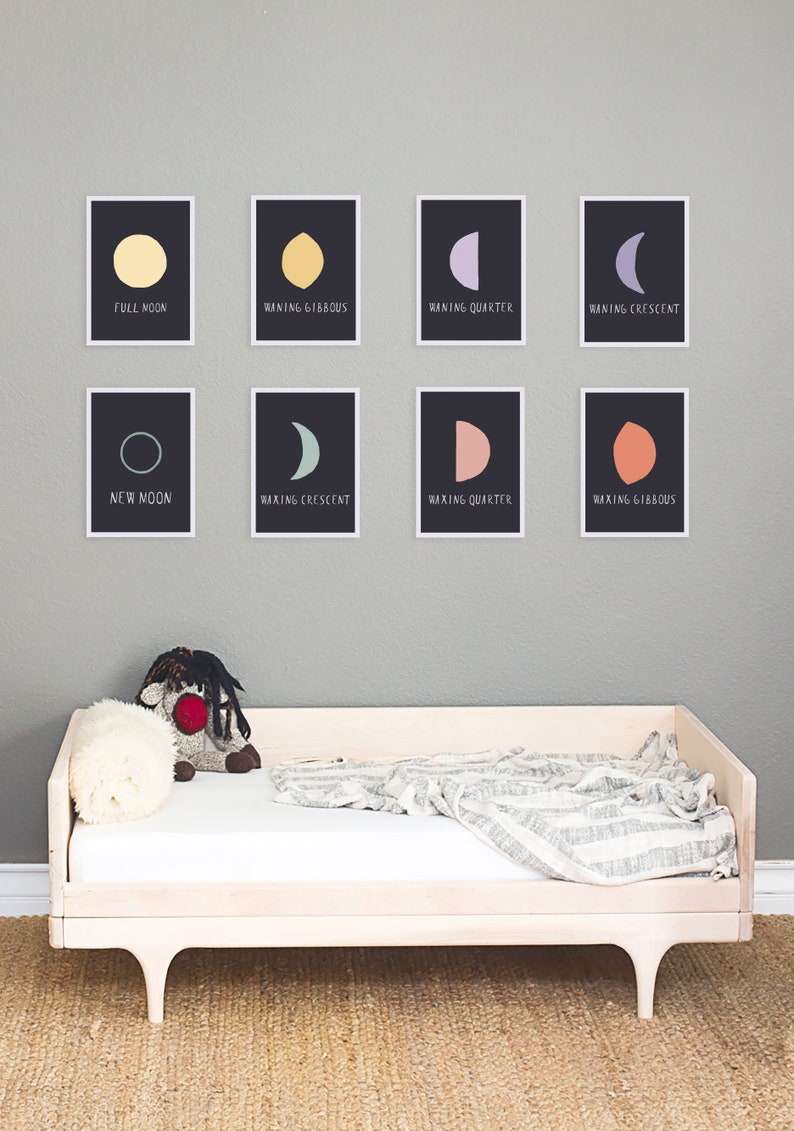 Moon Phases Mini Collection Wall Card Prints, 5x7, Wall Art for Kids ...