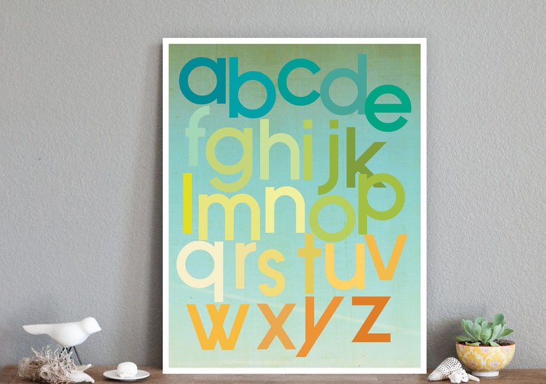 Citrus Berry Alphabet Poster, Gender Neutral, ABC Vintage Wall Art ...
