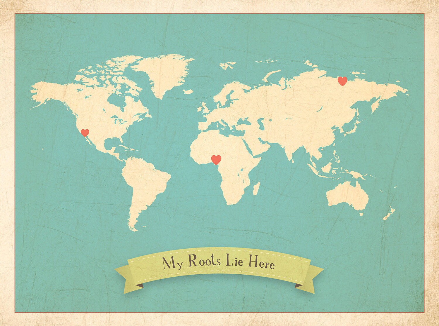 World Map My Roots Customizable Print 36x24 Nursery Wall - Etsy