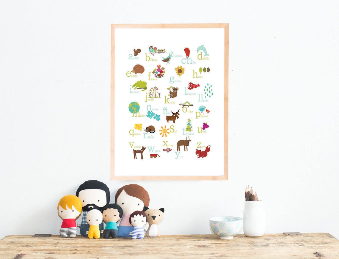 Printable Spanish Alphabet Wall Art, Digital Download Print, 11x14 ...
