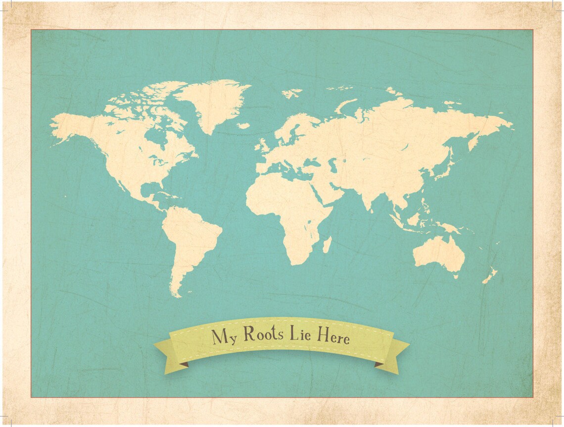 World Map My Roots Customizable Print 36x24 Nursery Wall | Etsy