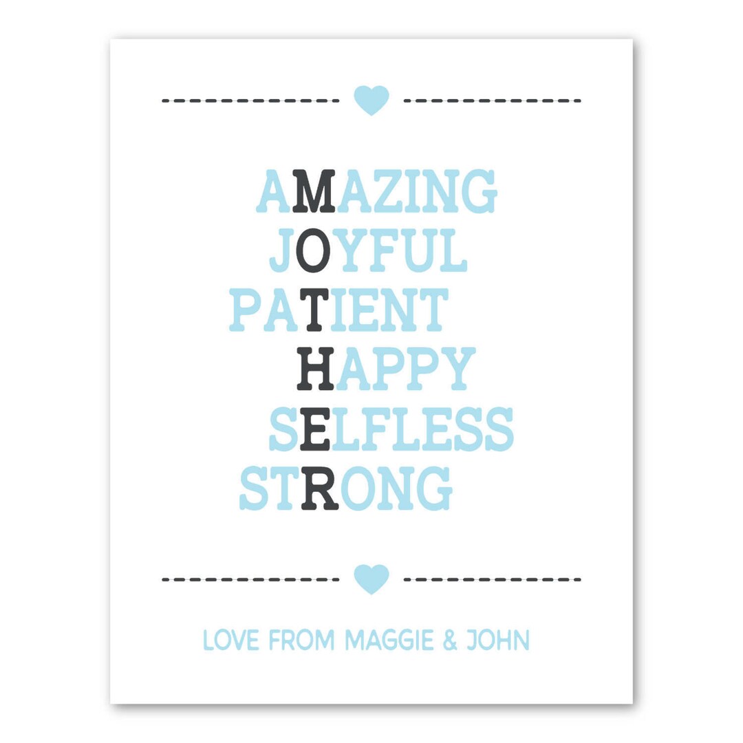 Acrostic Mother Poem, Gift for Mom, Mom From Son Mother and Daughter ...