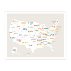 Printable Oversize United States Map, Digital Download Map 40x30, Usa ...
