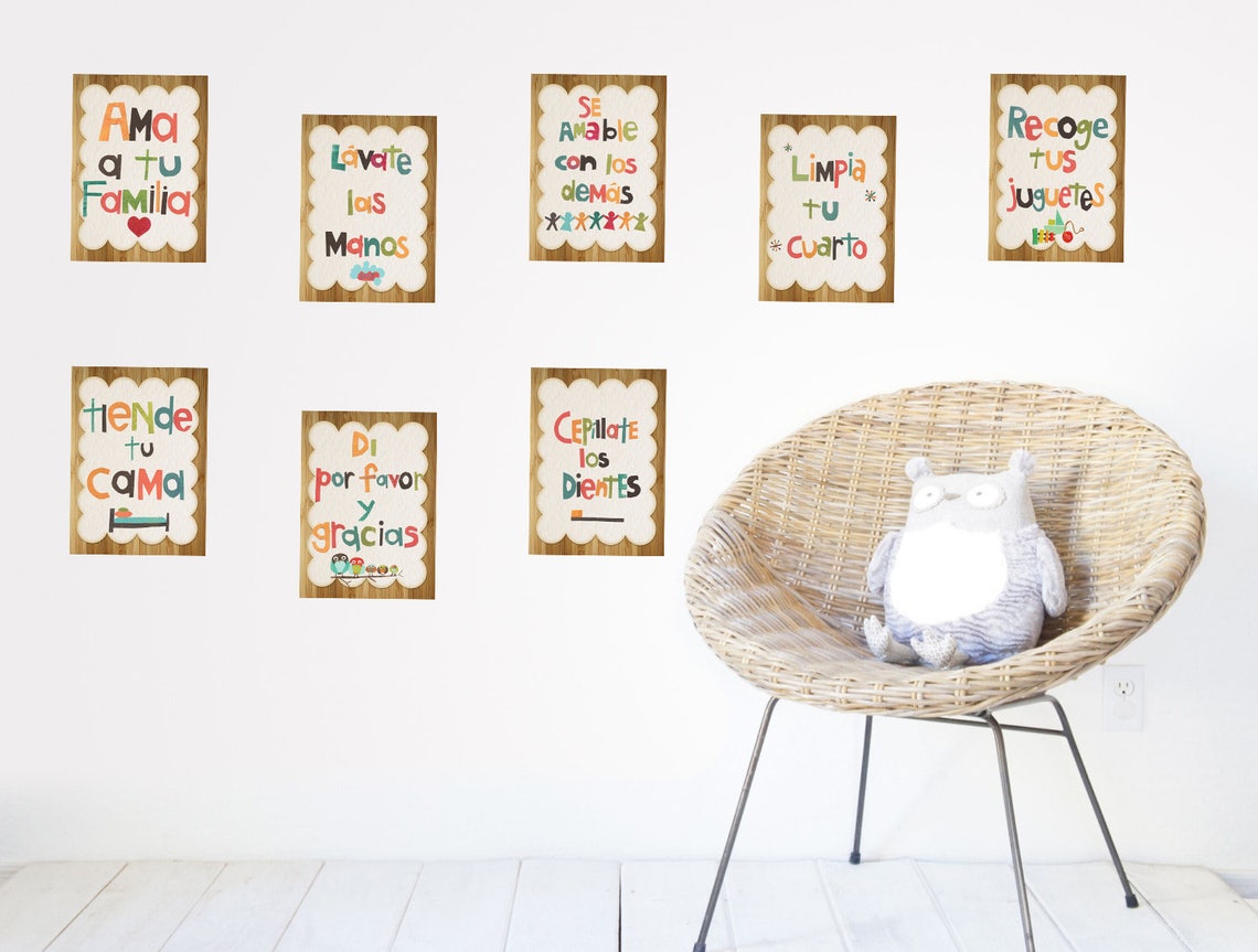 Good Manners, 5x7, Wall Cards in Spanish, Spain Decor, Rules for Kids ...